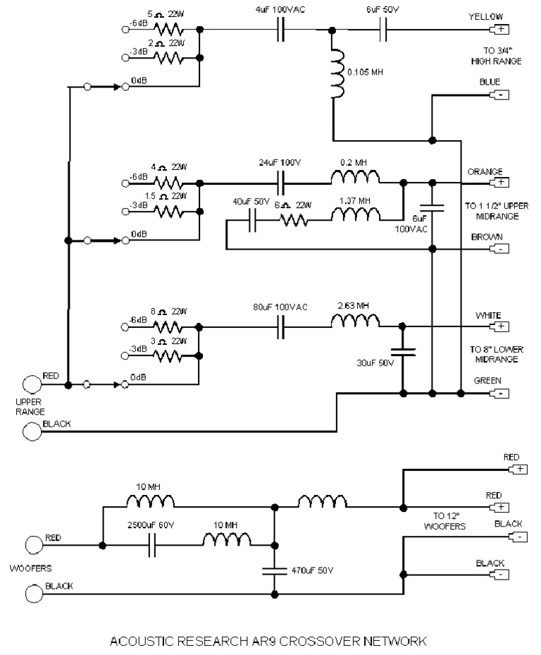 Acoustic Research AR9 Crossover Schematic | PDF
