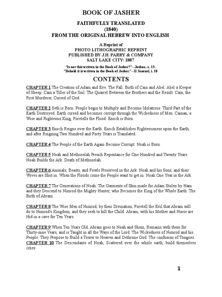 The Book of Jasher | PDF | Adam And Eve | Cain And Abel