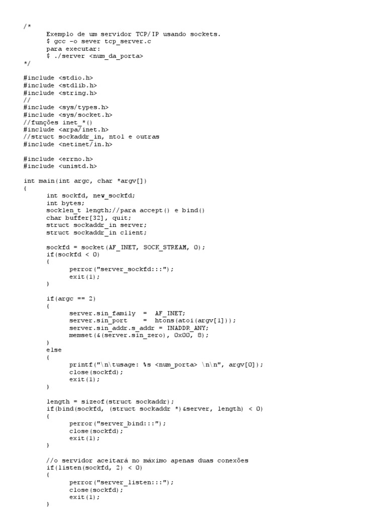 Aula10 TCP Server v0 | PDF | Computers | Technology & Engineering