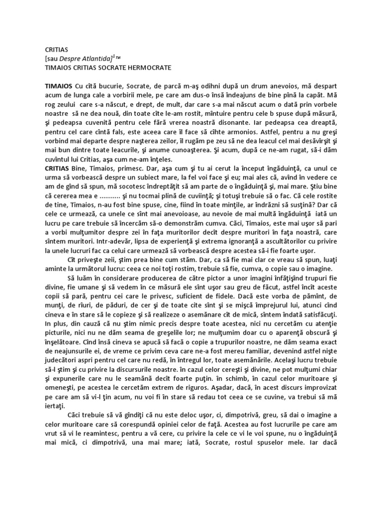 Critias Platon | PDF