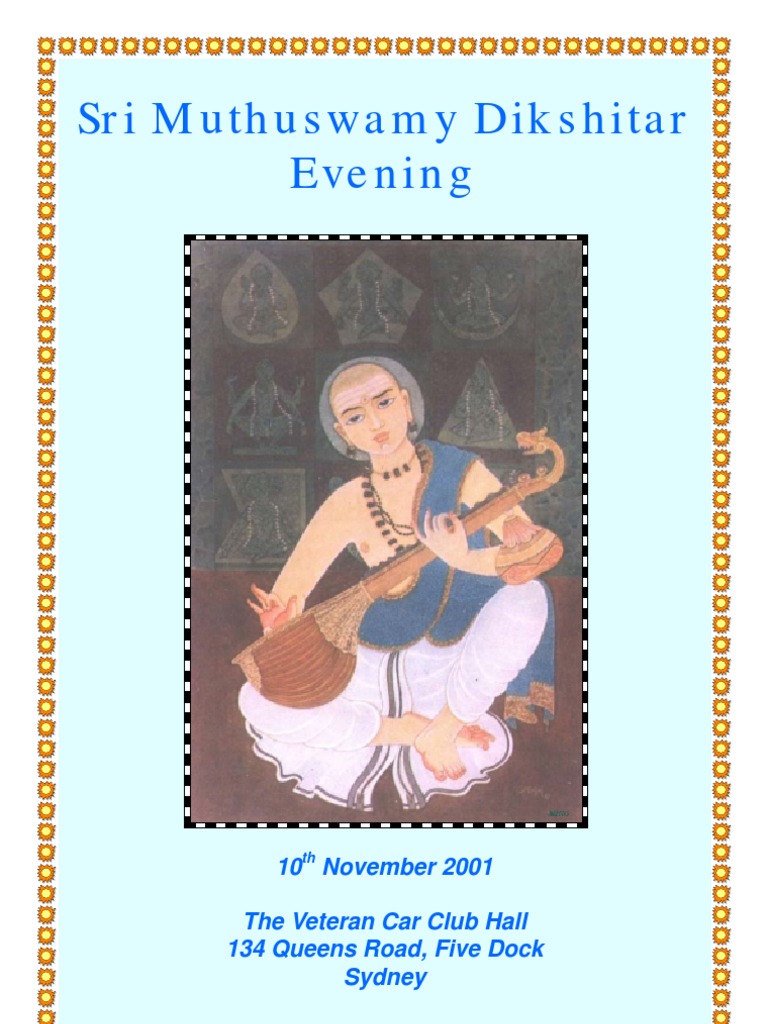 2001 Muthuswamy Dikshitar Evening | PDF | Religion And Belief ...