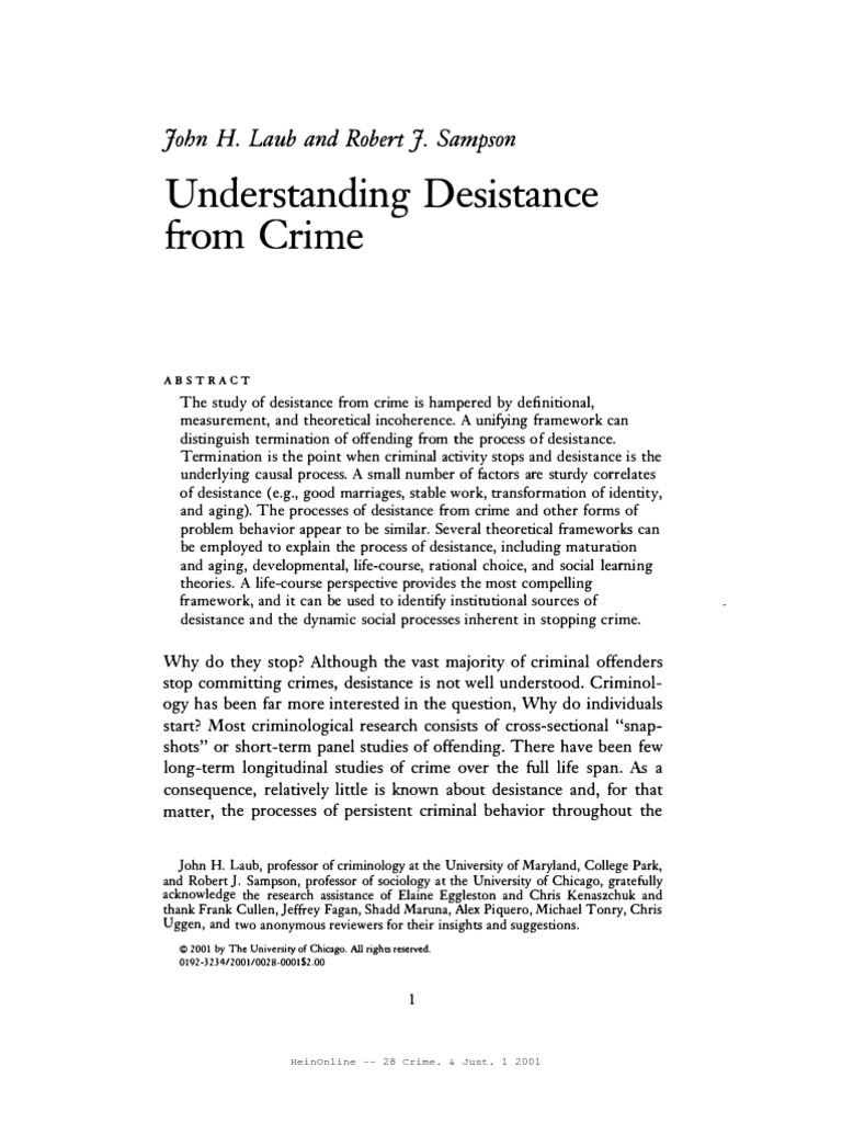 Understanding Desistance From Crime Laub and Sampson | PDF | Juvenile ...