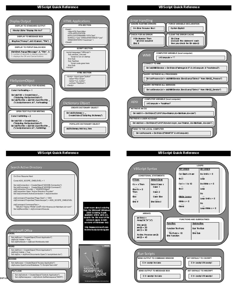 VBScript Quick Reference | PDF | Operating System Families | Microsoft