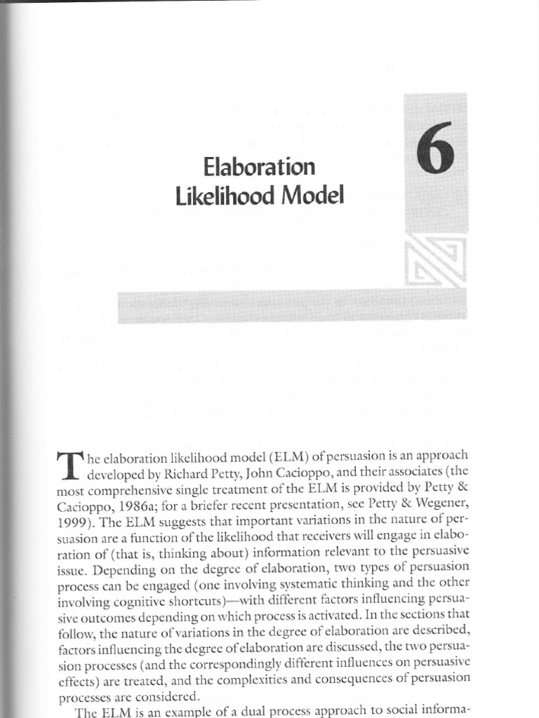 Elaboration Likelihood Model | PDF | Persuasion | Influence (Social And ...