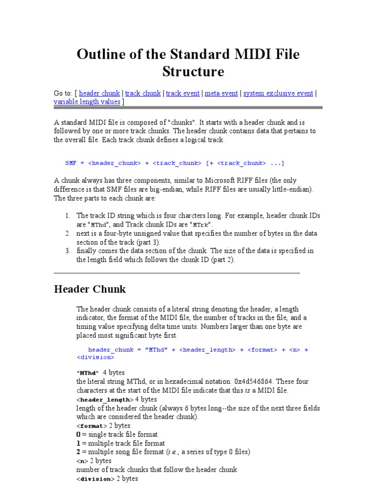 Standard MIDI File Structure | PDF | File Format | Byte