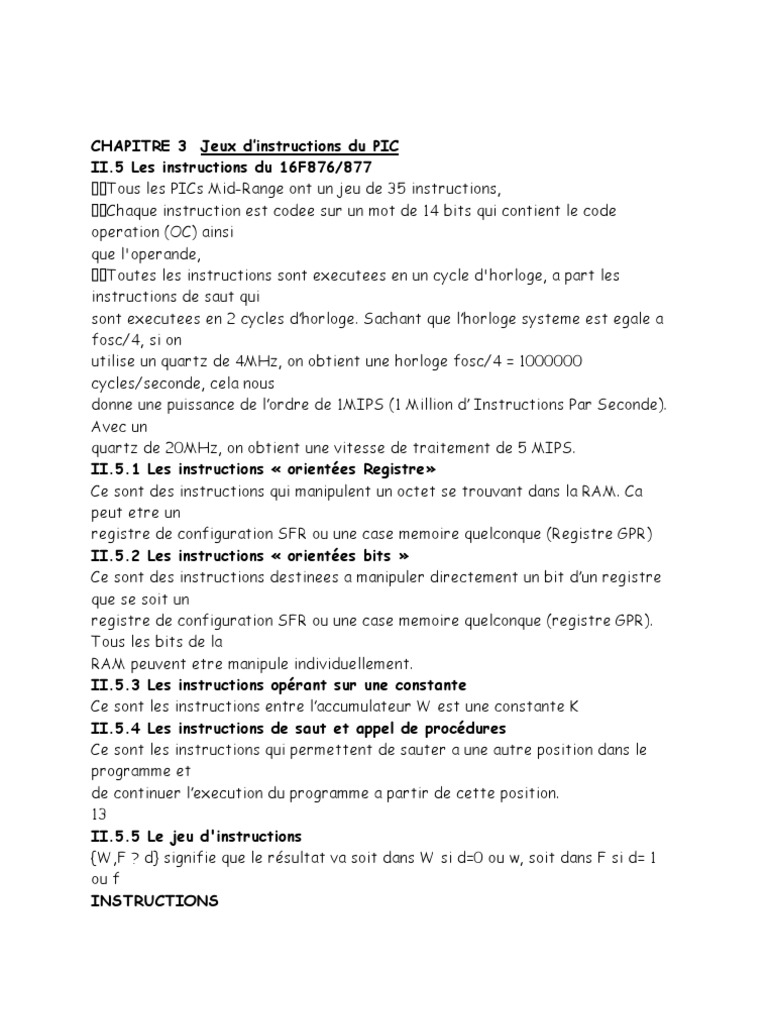 Chapitre 3 Jeux D' Instructions | PDF | Assembleur | Jeu d'instructions