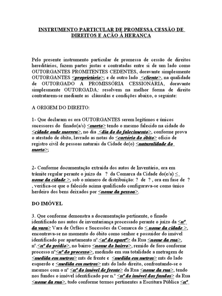 Cessao Direitos Hereditario Pdf Lei Das Obrigações Impostos