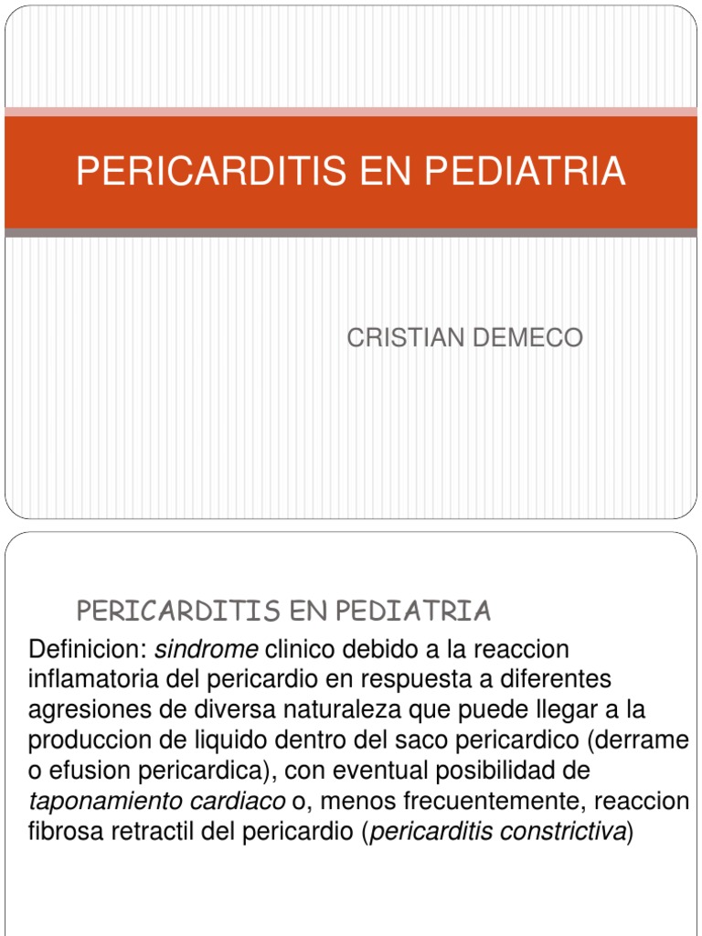 Pericarditis en Pediatria | PDF | Sistema cardiovascular | Medicina
