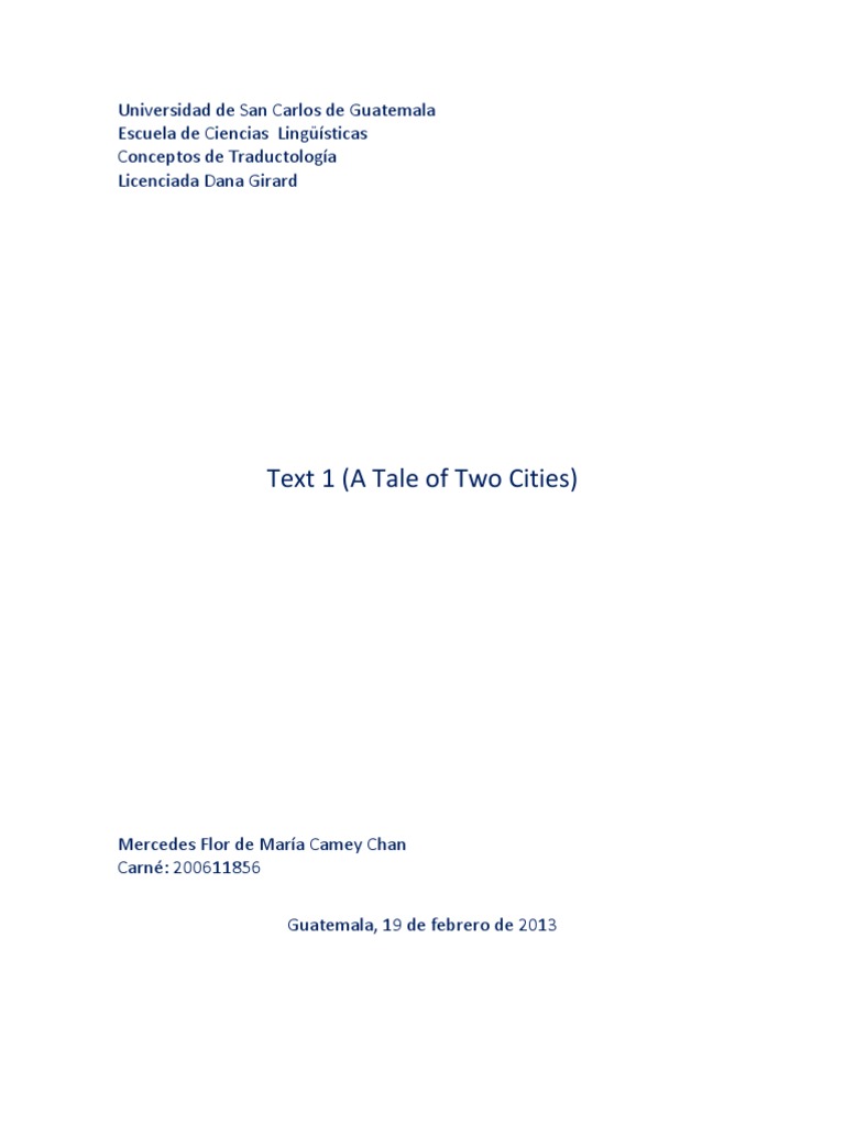 A Tale of Two Cities Tarea 1 Girard | PDF | Charles Dickens | Wilkie ...