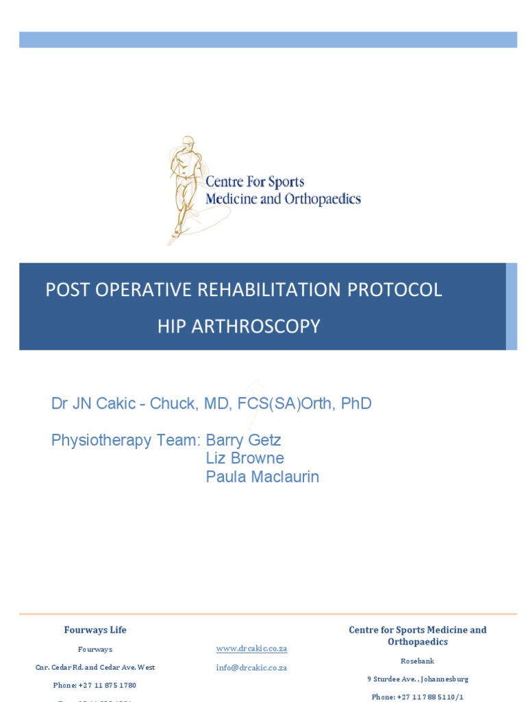 Hip Arthroscopy Protocol | PDF | Anatomical Terms Of Motion | Recreation