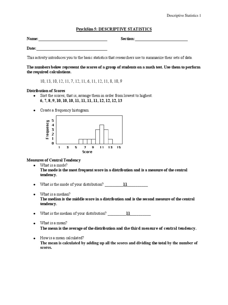 Psychsim 5 Worksheets