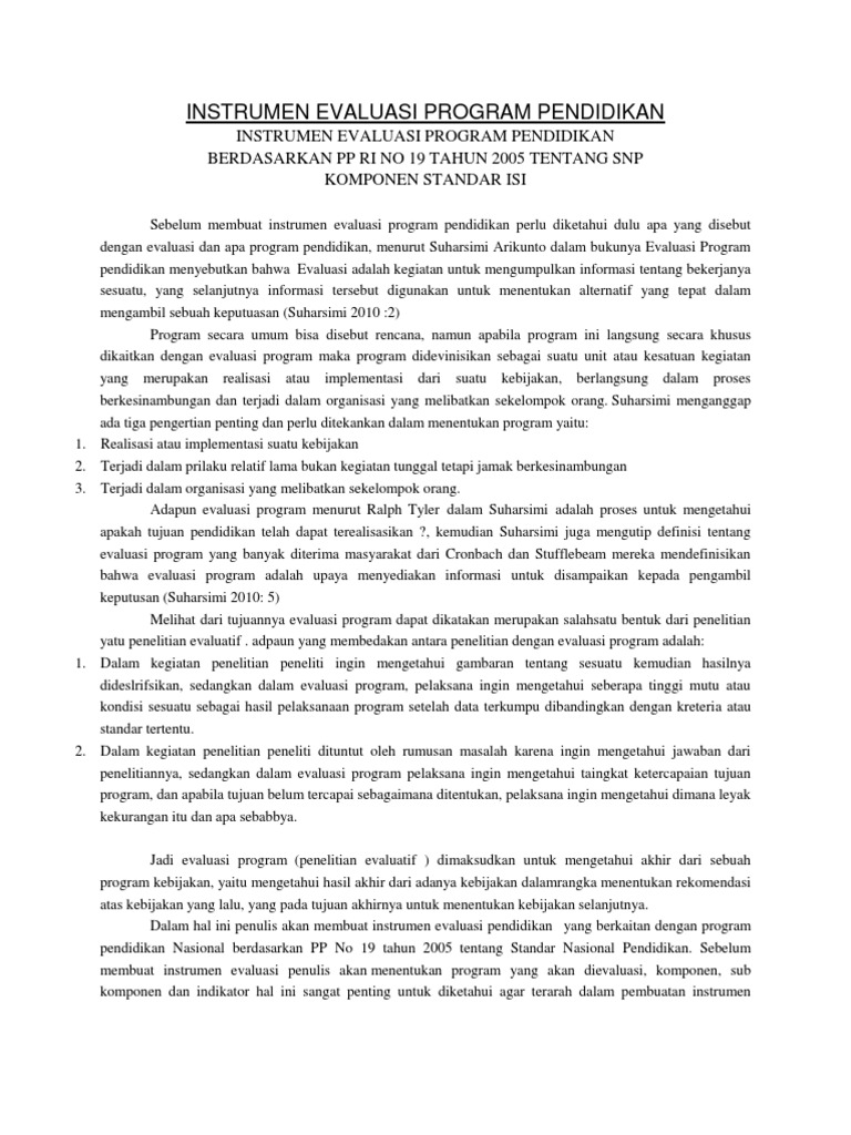 Instrumen Evaluasi Program Pendidikan | PDF