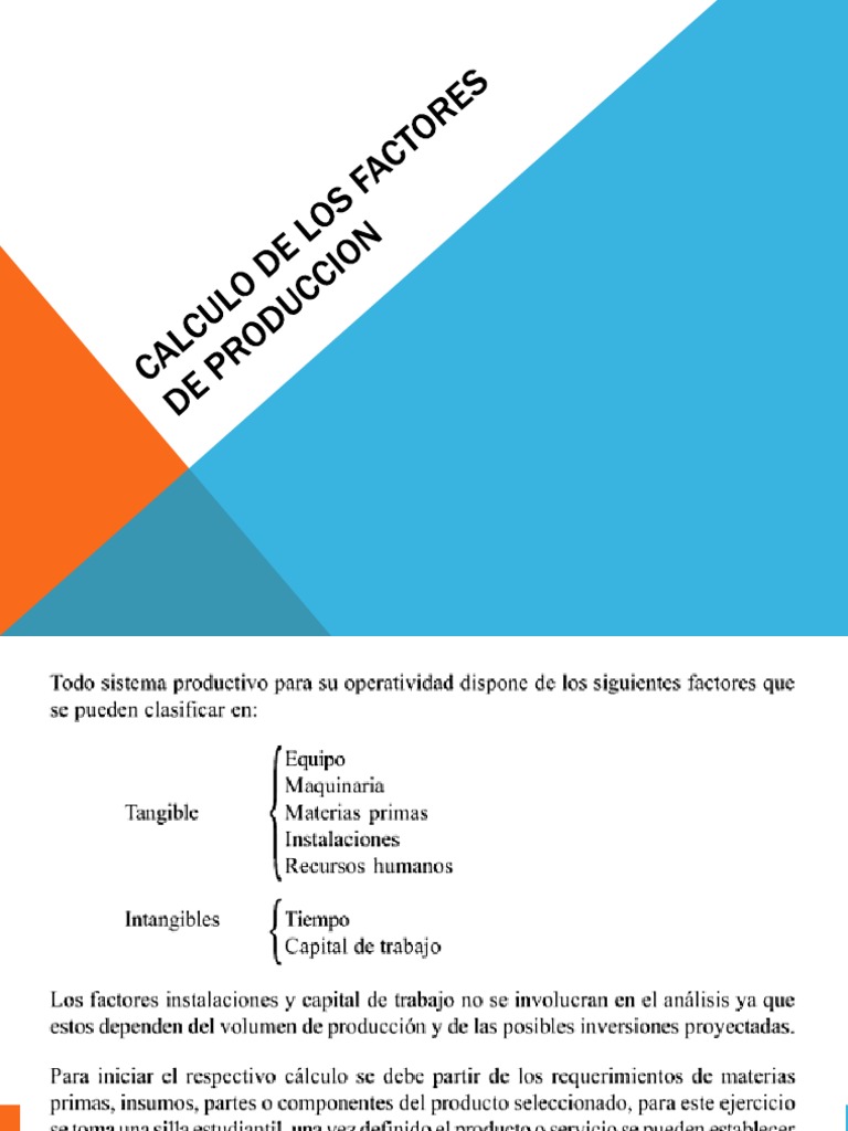 Calculo De Los Factores De Produccion Pdf