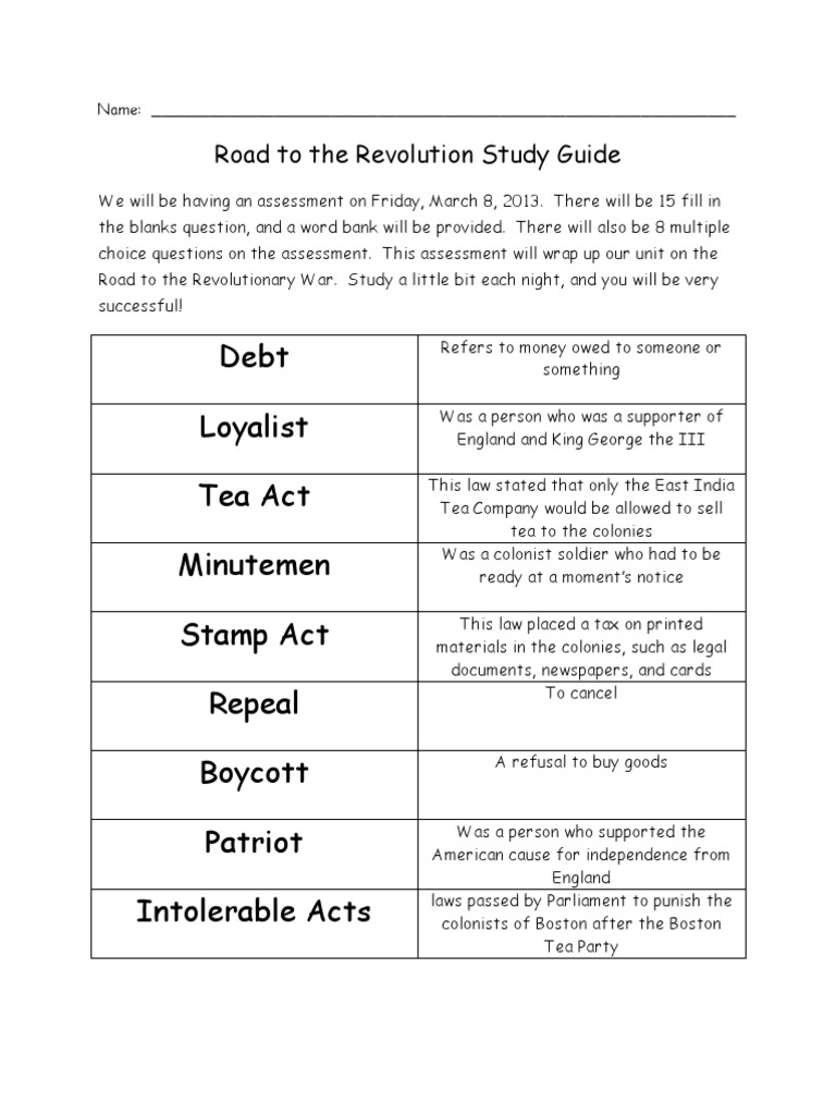 2013 Road To The Revolution Flashcards | PDF | American Revolution ...