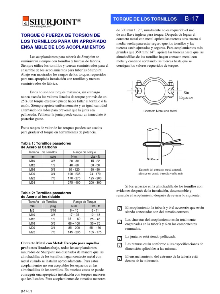 Torque para Tornillos PDF | PDF | Tornillo | Ingeniería mecánica