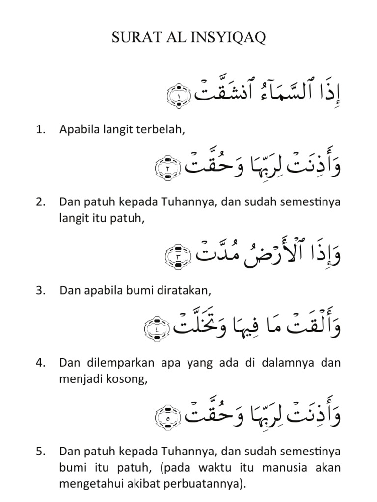 Surat Al Insyiqaq