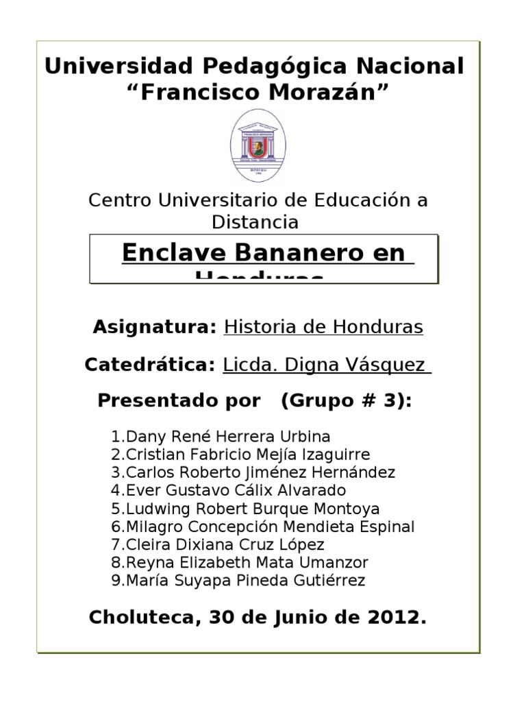 Historia del Enclave Bananero en Honduras | PDF | Honduras | Derecho ...