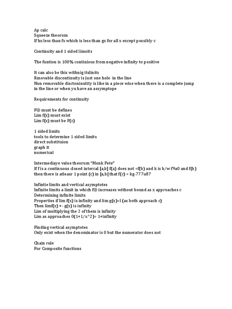 Ap Calc | PDF | Maxima And Minima | Continuous Function