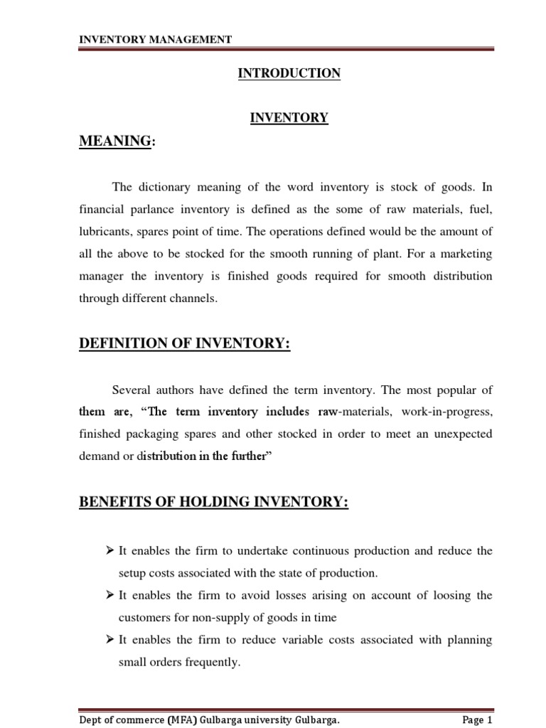 Inventory Management | PDF | Inventory | Strategic Management