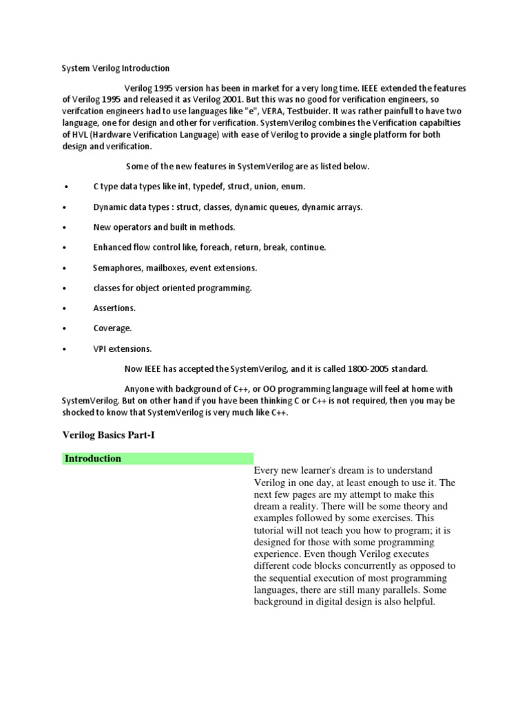 System Verilog Introduction | PDF | Control Flow | C (Programming Language)