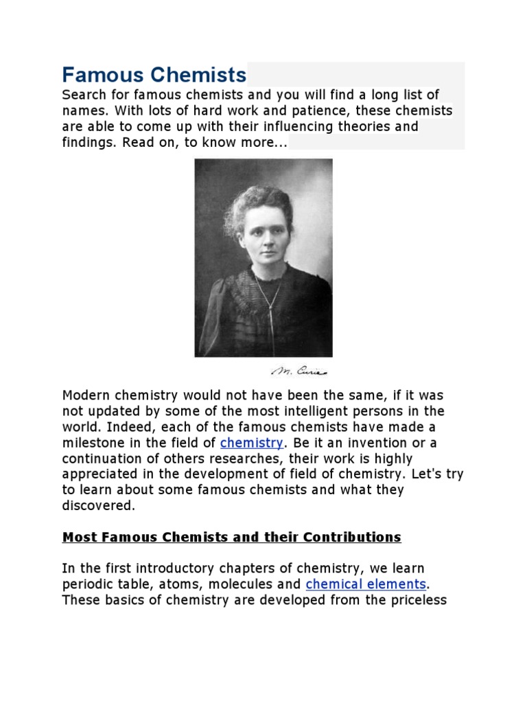 Famous Chemists | PDF | Radioactive Decay | Chemist
