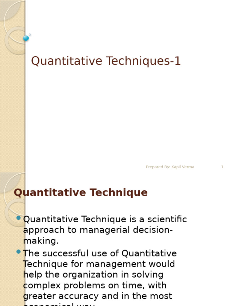 Full Quantitative Techniques-I | PDF | Arithmetic Mean | Histogram