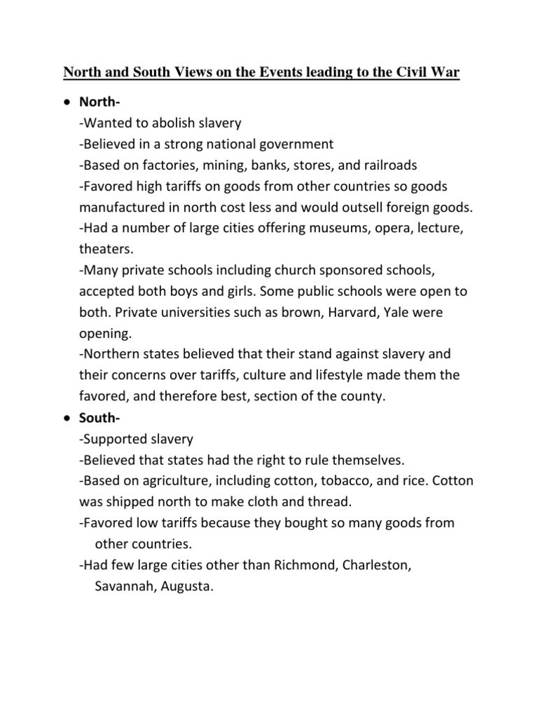 North vs South: Civil War Perspectives | PDF | Social Science
