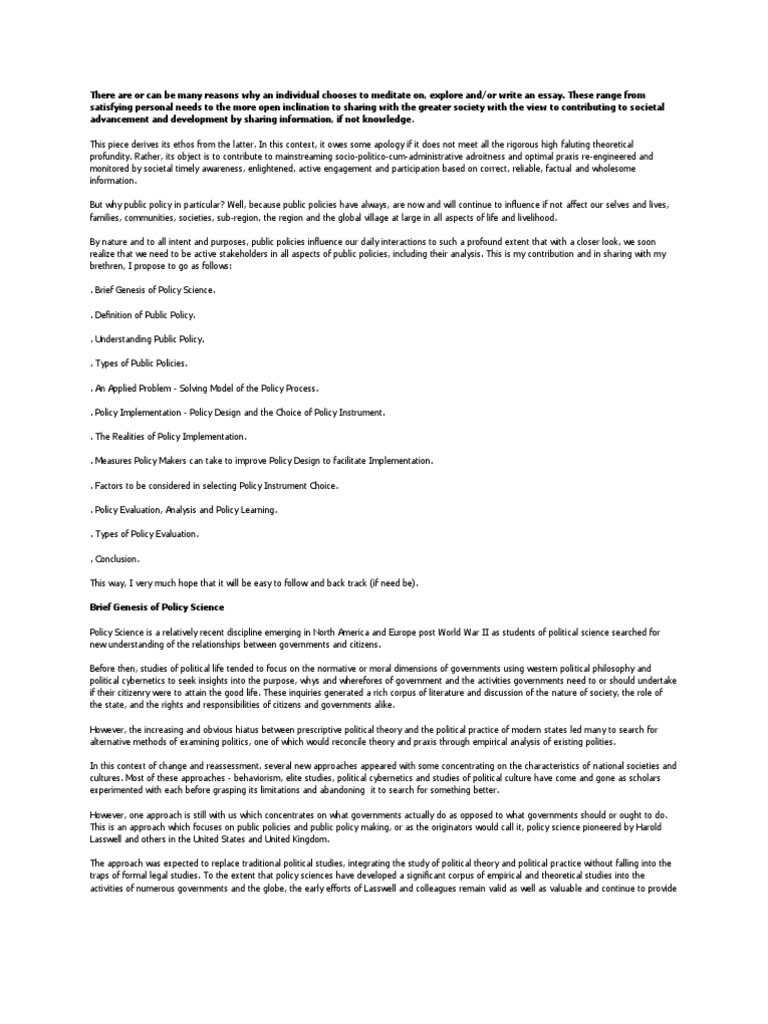 Public Policy Examples