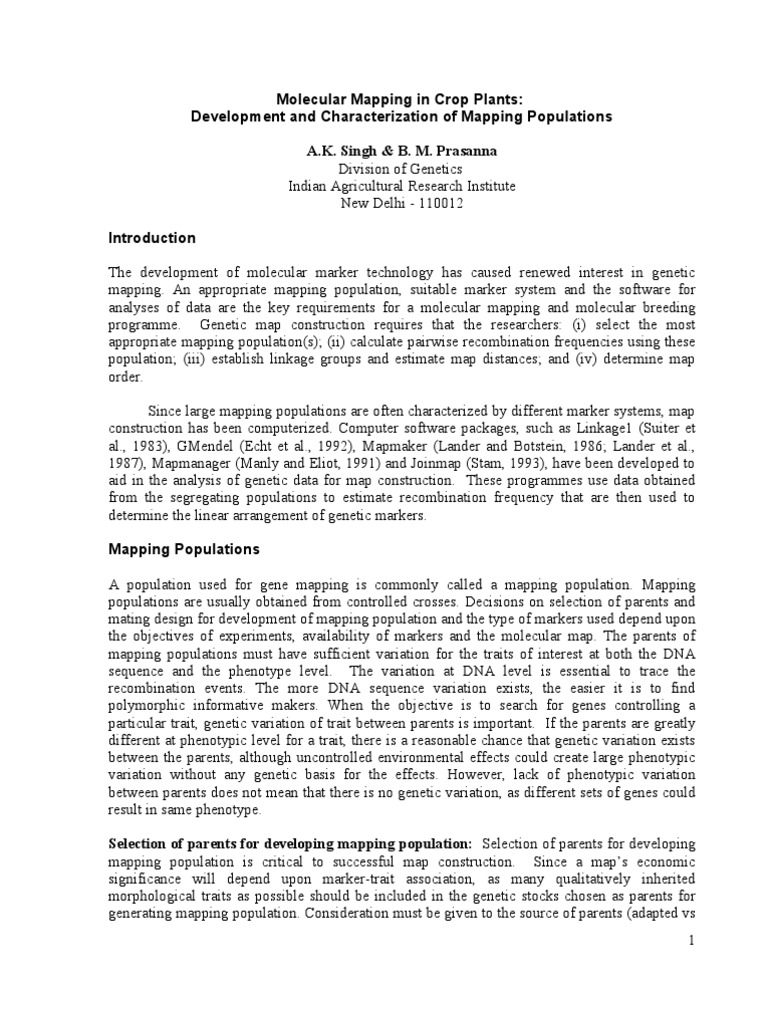 Plant Mapping Population Pdf Genetic Linkage Dominance Genetics