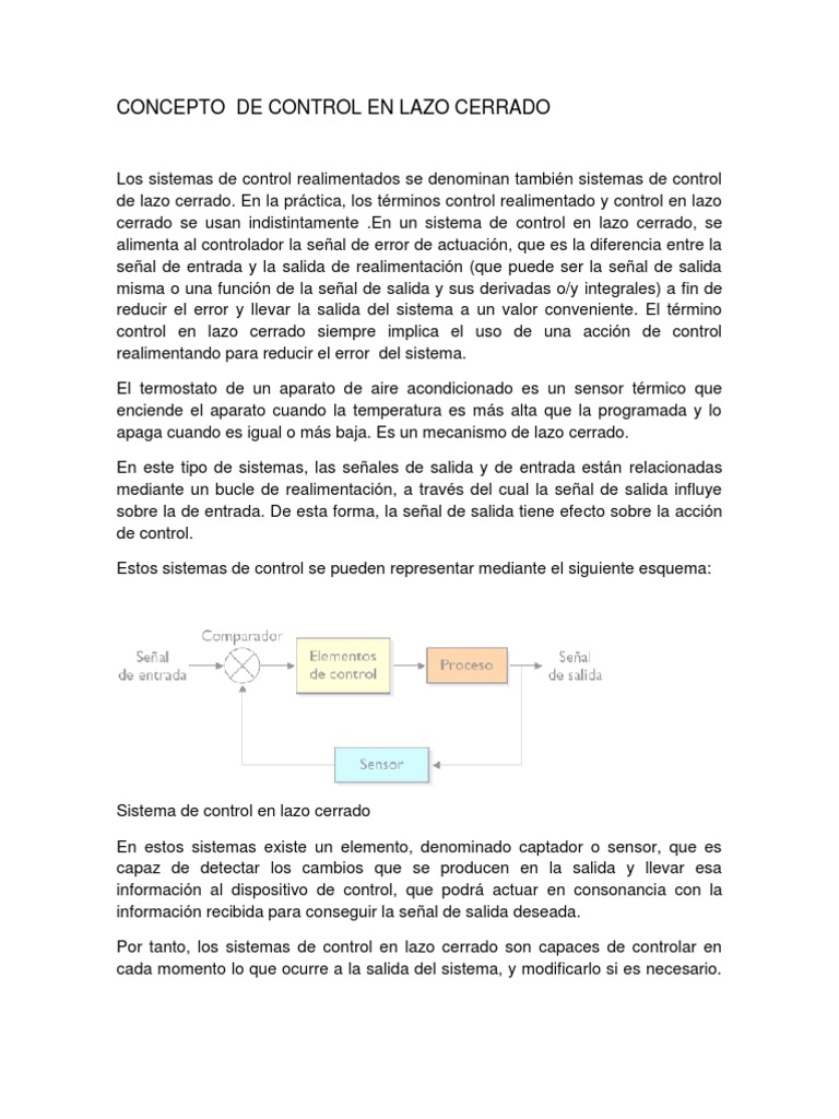 Concepto de Control en Lazo Cerrado | PDF | Realimentación | Sistema de ...