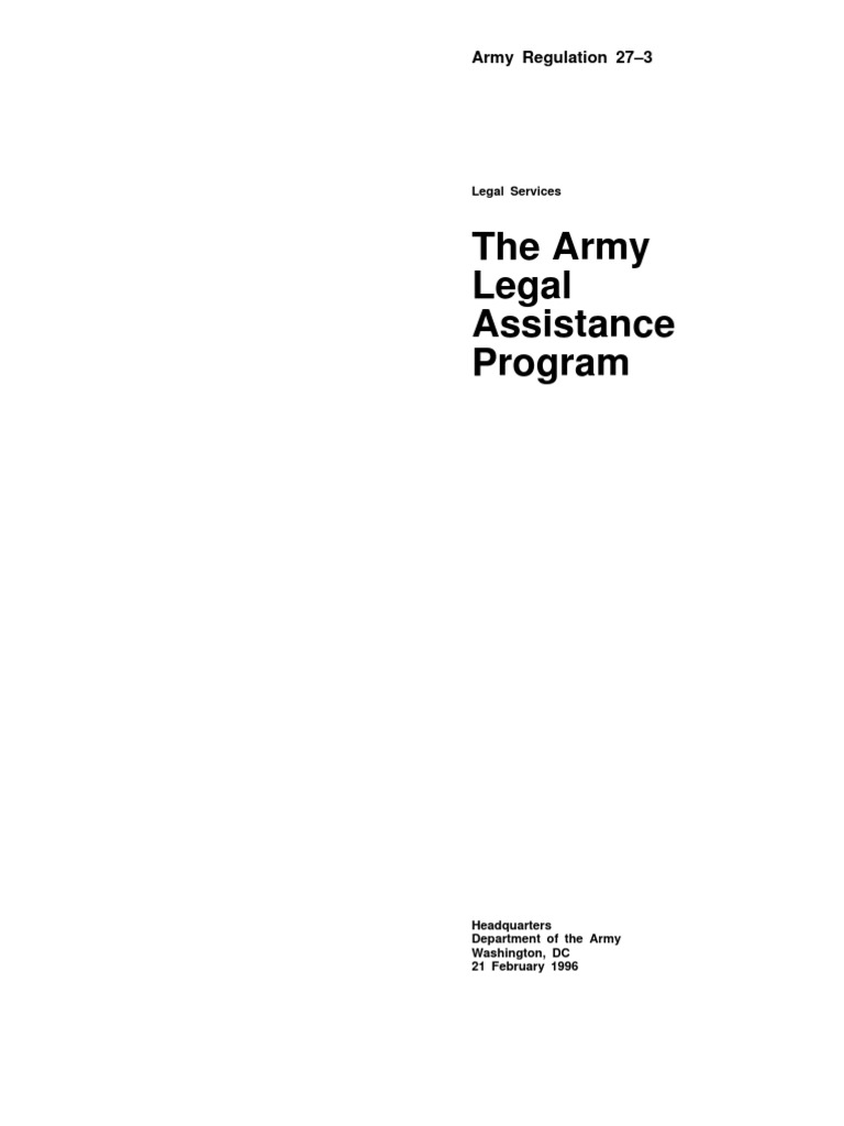 Ar 27-3 Army Legal Assistance Program | PDF