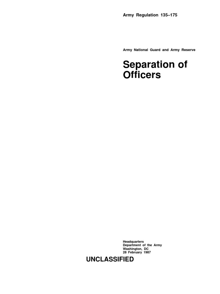 Ar 135-175 Seperation of Officers | PDF | Military Discharge | Officer ...