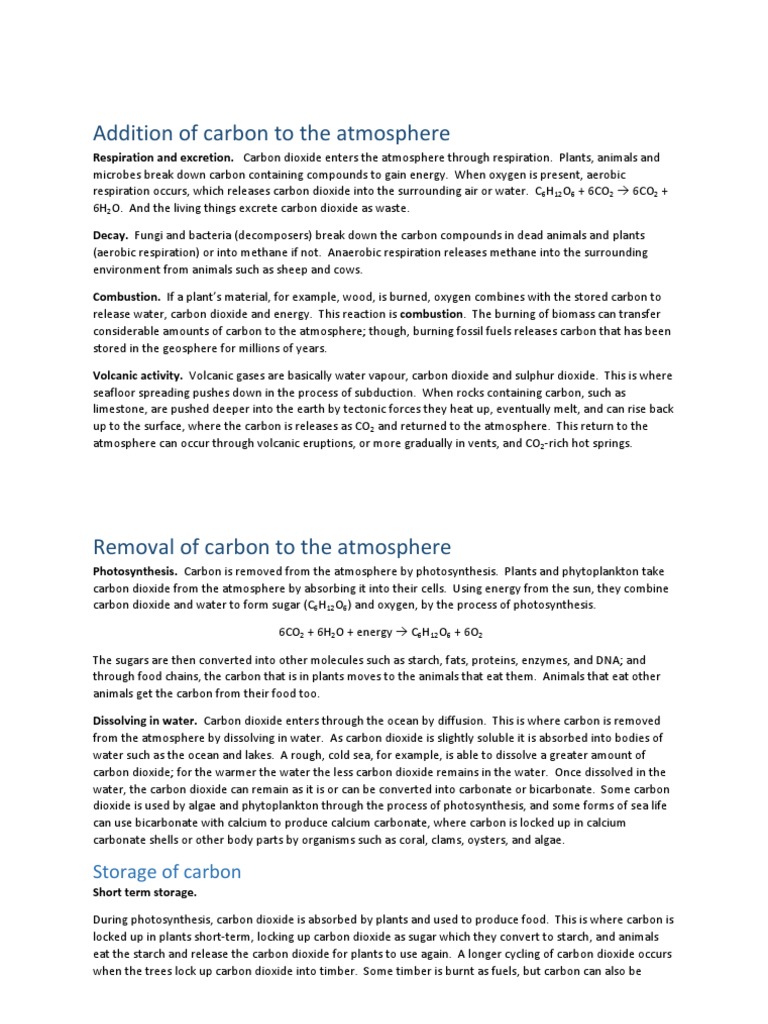 Addition of Carbon To The Atmosphere | Download Free PDF | Carbon Sink ...