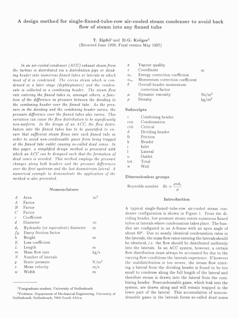 Air Cooled Steam Condenser-Design Method PDF | PDF | Fluid Dynamics ...