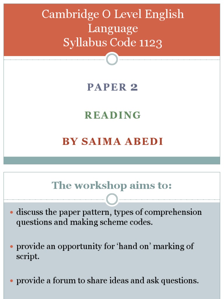 1123 Paper 2 Guidelines | PDF | Reading Comprehension | Question