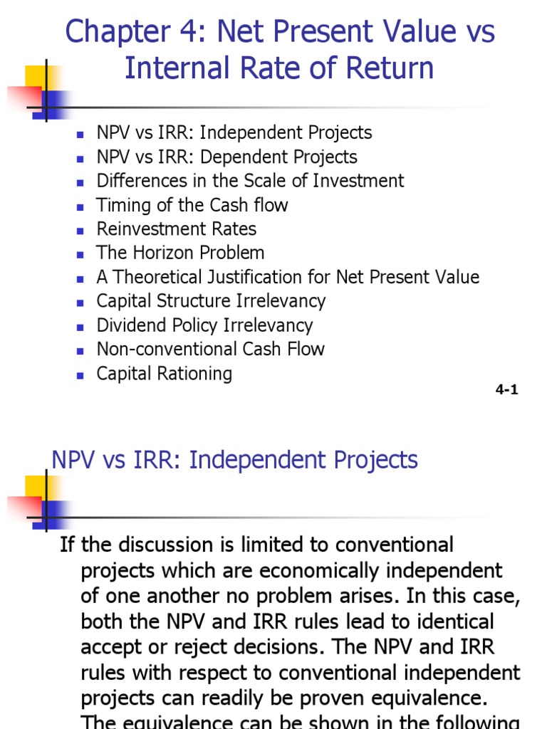 4. NPV vs IRR.ppt | Internal Rate Of Return | Net Present Value
