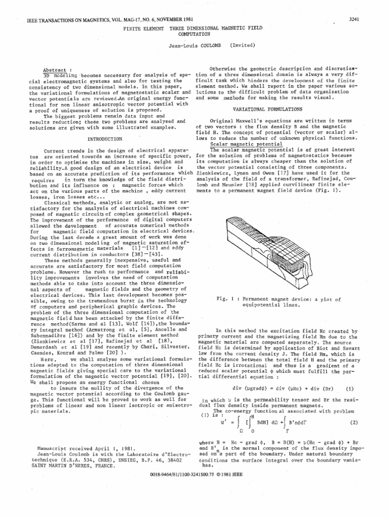 Finite Element 3D Magnetic Field Computation | PDF | Vector Space ...