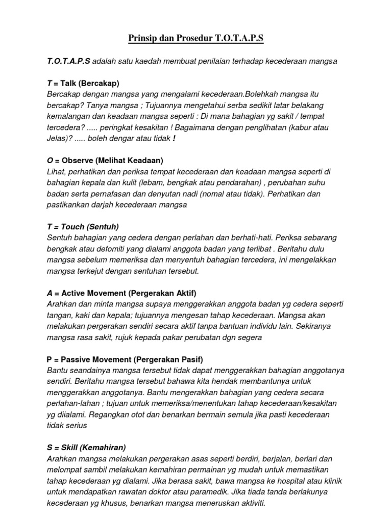 Prinsip Dan Prosedur TOTAPS | PDF