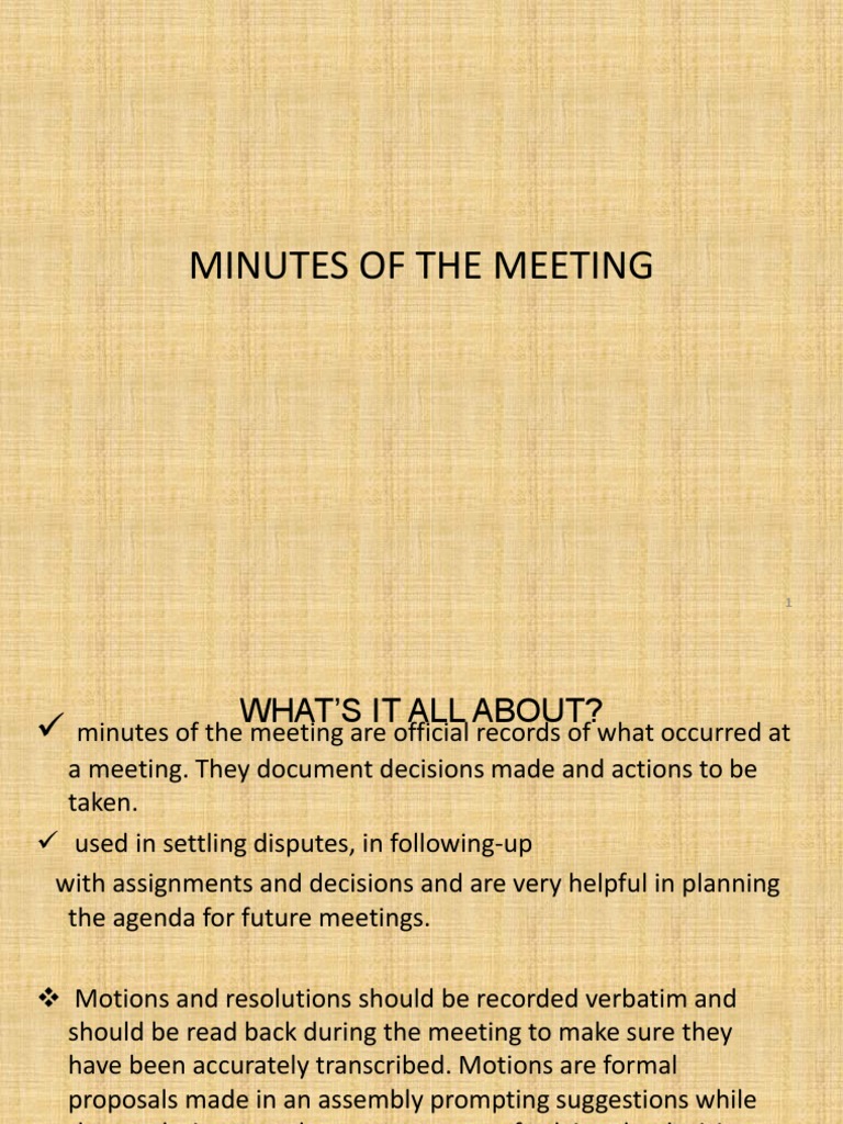 Technical Meeting Minutes Guidelines | PDF | Cognition
