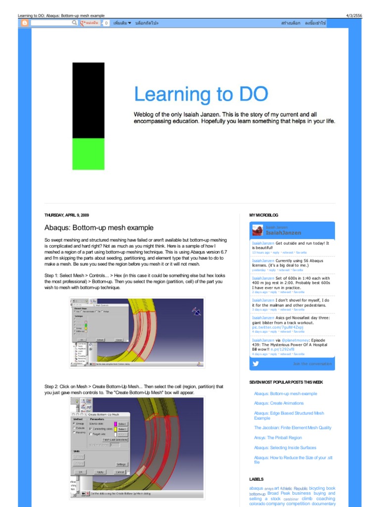 Learning To DO Abaqus Bottom-Up Mesh Example | PDF | Fracture | Top ...