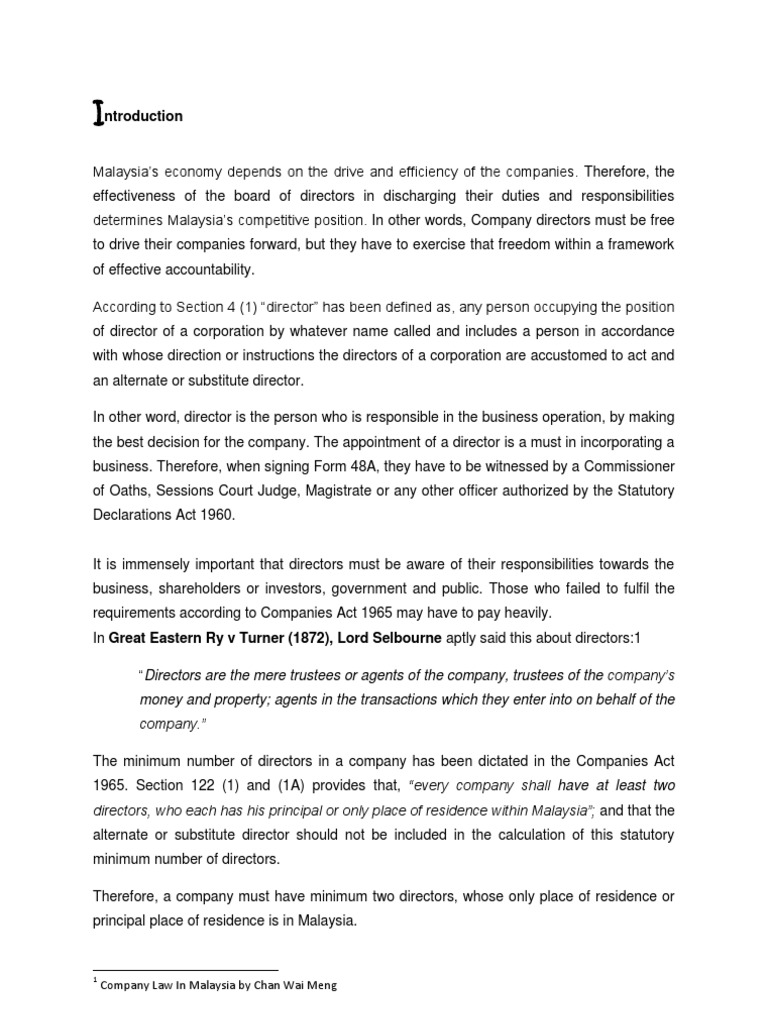 Malaysia Director Duties | PDF | Fiduciary | Board Of Directors