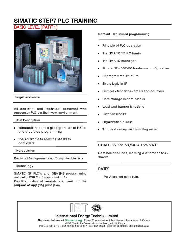 Introduction To Simatic Step7 Plc Programming Basic Level Part 1 Pdf Programmable Logic 4087