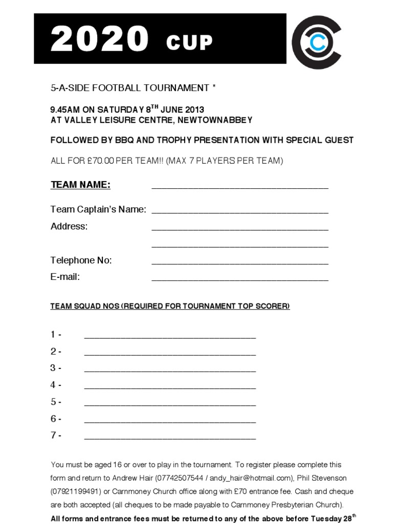 2020 Cup Registration Form | PDF
