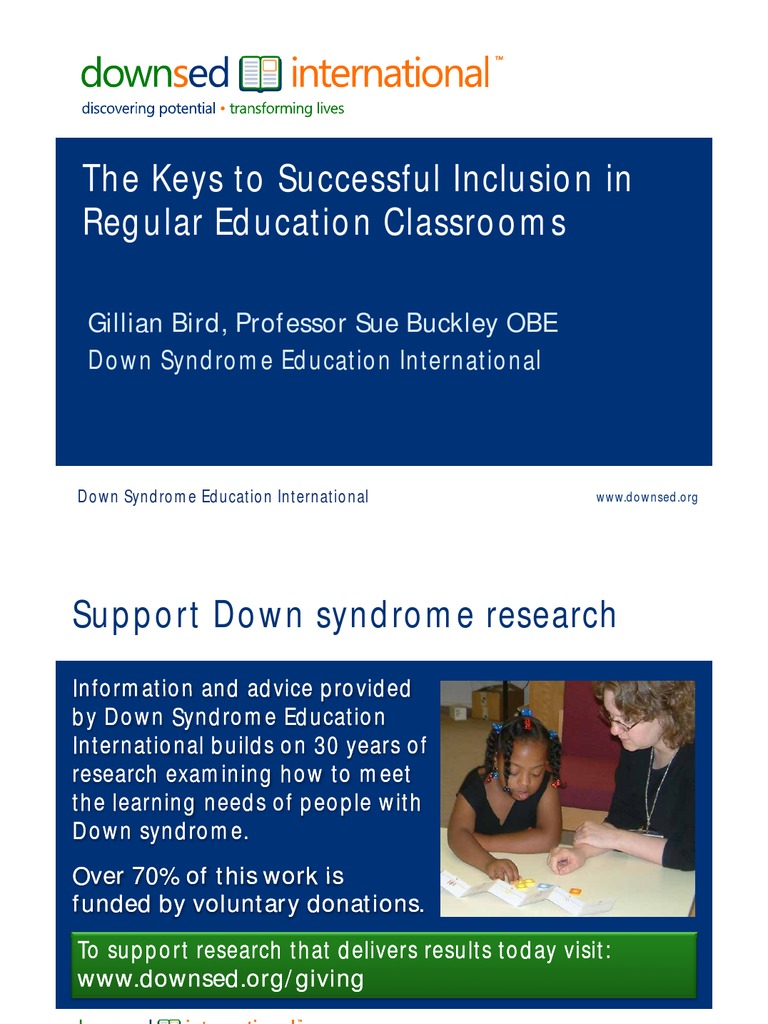5 Successful Inclusion Regular Classrooms Sue Buckley | PDF | Inclusion ...