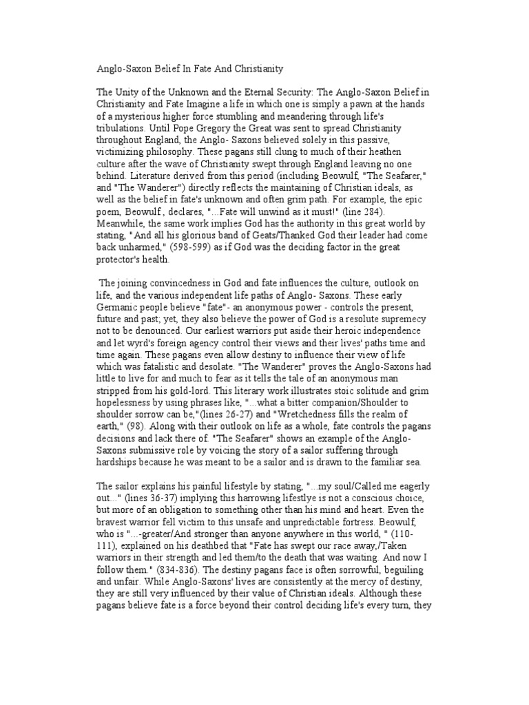 Anglo Saxon Belief in Fate and Christianity | PDF | Anglo Saxons | Heaven