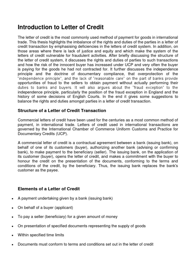 Understanding Letters of Credit | PDF | Letter Of Credit | Credit (Finance)