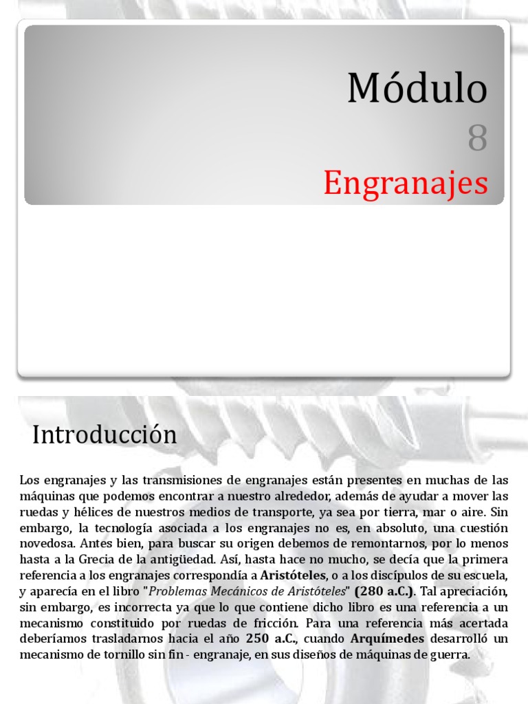 Transparencias Engranajes | PDF | Engranaje | Transmisión (Mecánica)