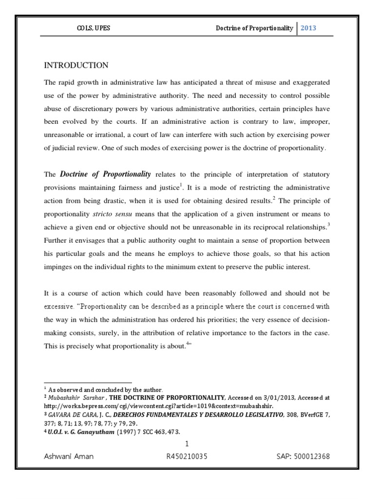 Doctrine of Proportionality | PDF | Constitutional Law | Public Law