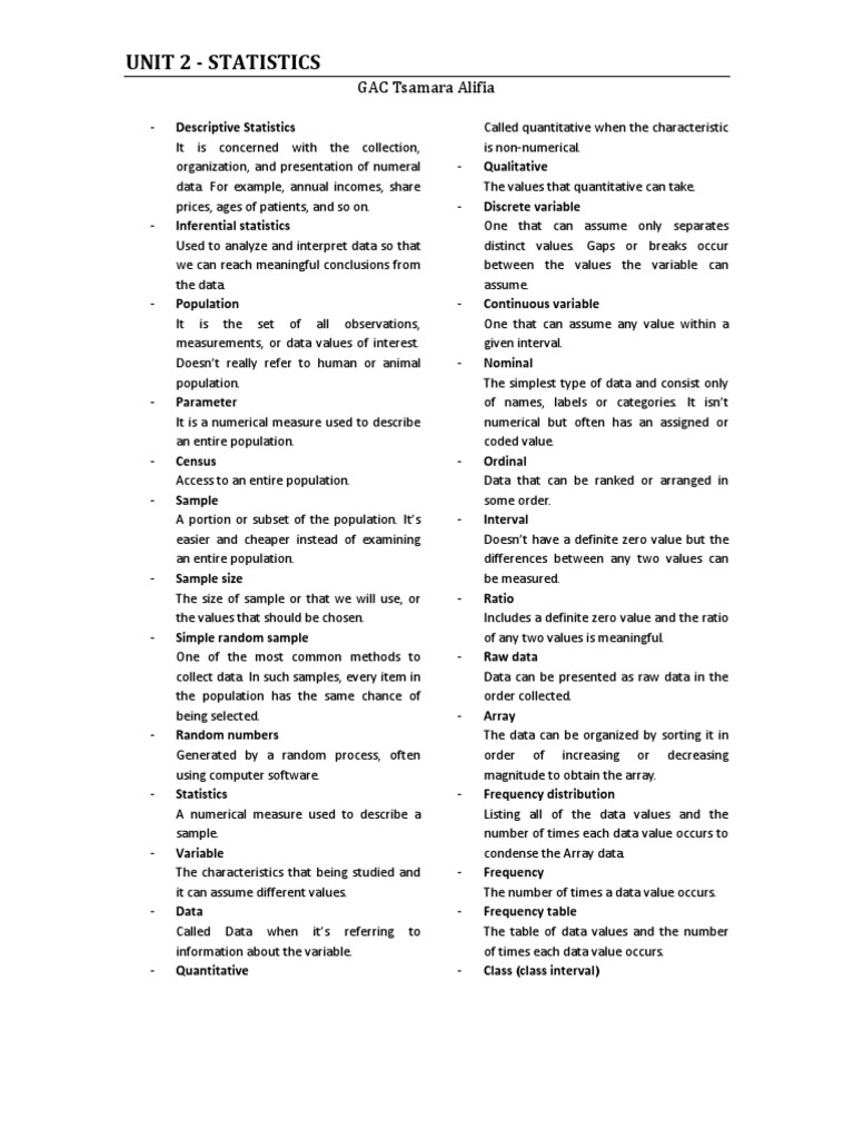 GAC - Math Definition - Statistics | PDF | Mode (Statistics) | Statistics