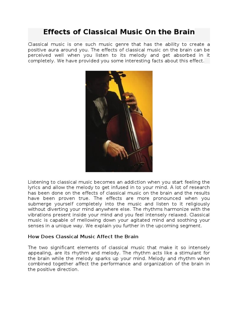 Effects of Classical Music On The Brain | PDF | Classical Period (Music ...